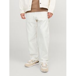 Jack & Jones Cargohose JACK & JONES "JPSTEDDIE CARPENTER PANTS NOOS", Herren, Gr. 34, L&auml;nge 32, gr&uuml;n (jet stream), Web, Obermaterial: 100% Baumwolle, unifarben, loose fit kn&ouml;chellang, Hosen Cargohose