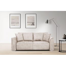 2-Sitzer Inosign "BEATRICE, erh&auml;ltlich in trendigen Stoffoptionen, B/T/H: 143/73/92 cm", beige (creme), B:195cm H:92cm T:107cm, 100% Polyester, Sofas, 2-Sitzer, In hochwertiger Verarbeitung, incl. 2 gro&szlig;en Zierkissen in Korpusfarbe