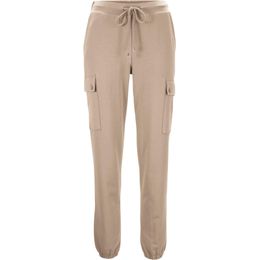 Jogger Pants Heine, Damen, Gr. 48, Normalgr&ouml;&szlig;en, beige, 70% Baumwolle, 25% Polyester, 5% Elasthan, unifarben, lang, Hosen Jogger Pants