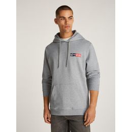 Hoodie Tommy Jeans PLUS "TJM REG ENTRY GRAPHIC HOODIE EXT", Herren, Gr. 3XL, grau (grau htr), Sweatware, Obermaterial: 100% Baumwolle, unifarben, slim fit, elastischer Bund, Sweatshirts Hoodie, in Gro&szlig;en Gr&ouml;&szlig;en, Logodruck, K&auml;ngurutasche