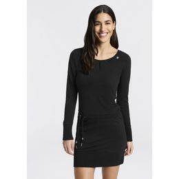 Jerseykleid Ragwear "ALEXA", Damen, Gr. M, N-Gr, schwarz uni, Jersey, Obermaterial: 50% Polyester, 38% Baumwolle, 12% Viskose, unifarben, kniefrei, Rundhals, Kleider Jerseykleid