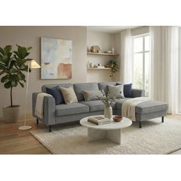 Ecksofa Home Affaire "Booster II, whlw. mit Schlaffunktion & Bettkasten, Fu&szlig; schwarz", schlamm, B:232cm H:83cm T:161cm, 100% Polyester, Sofas, Ecksofa, Recamiere beidseitig montierbar,L-Form, in Cord & Struktur LEO o. LINO