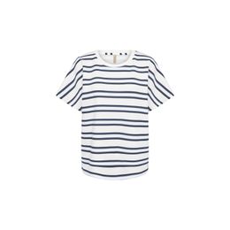 T-Shirt soyaconcept "SC-BARNI 50", Damen, Gr. M, navy combi, Single Jersey, Obermaterial: 48% Modal, 48% Polyester, 4% Elasthan, geringelt, gestreift, figurumspielend normal, Rundhals, angeschnitten, Shirts T-Shirt
