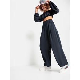 Schlupfhose LSCN BY LASCANA, Damen, Gr. 36, N-Gr, blau (dunkelblau), Cr&ecirc;pe, Obermaterial: 100% Viskose, unifarben, figurumspielend lang, Hosen Schlupfhose, aus Viskosecrepe