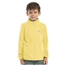 Fleecejacke Jack Wolfskin "TAUNUS JACKET K", Kinder, Gr. 140, lemon ice, Fleece, Obermaterial: 100% Polyester, normal, mit Gummizug, Jacken Fleecejacke, Winddicht, w&auml;rmend, atmungsaktiv, &Uuml;bergangsjacke, f&uuml;r Kinder