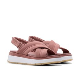 Sandale Clarks "Tuscan Cross", Damen, Gr. 37, mauve suede, Veloursleder, Schuhe Sandale, Sandalette, Flats, Sommerschuh mit Plateausohle