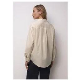 Langarmbluse Street One, Damen, Gr. 34, cotton beige, Web, 79% Baumwolle, 19% Polyamid, 2% Elasthan, gestreift, regular fit lang, V-Ausschnitt, B&uuml;ndchen, Blusen, mit Turn-Up Funktion