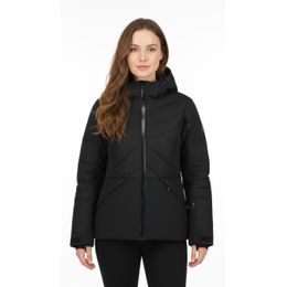 Skijacke Icepeak "Icepeak EVELETH", Damen, Gr. 46, basic schwarz, Obermaterial: 100% Polyester. Futter: 100% Polyester. Wattierung: 100% Polyester, regular fit h&uuml;ftlang, hoch geschlossener Ausschnitt, mit Klettverschluss,mit Windstopper,verstellbar, Jacken Skijacke, mit regulierbarer Kapuze und Stehkragen, verstellbare &Auml;rmelb&uuml;ndchen