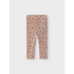 Leggings name it "NBFWANG WOOL NEEDLE LEGGING NOOS", M&auml;dchen, Gr. 50, N-Gr, grau (shadow gray aop:small flowers), Strick, Obermaterial: 100% Wolle, bedruckt, slim fit kn&ouml;chellang, Hosen Leggings, Wolle, slim fit
