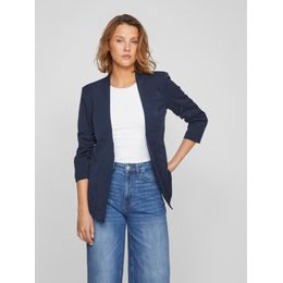Kurzblazer Vila "VIHER NEW 3/4 BLAZER -NOOS", Damen, Gr. L, blau (navy blazer), Web, Obermaterial: 63% Polyester, 33% Viskose, 4% Elasthan, unifarben, regular fit h&uuml;ftlang, Blazer Kurzblazer, Materialmix, regular fit