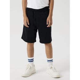 Shorts name it "NKNCYBER SWEAT SHORTS UNB NOOS", Jungen, Gr. 158, N-Gr, schwarz (schwarz (blank)), Web, Obermaterial: 80% Baumwolle, 20% Polyester, unifarben, normal knielang, Hosen Shorts