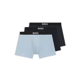 Boxershorts BOSS "Boxer Brief 3P BOSS ONE", Herren, Gr. L, 3 Stk., open blau 462, Jersey, Obermaterial: 95% Baumwolle, 5% Elasthan, k&ouml;rpernah, Unterhosen Boxershorts, elastischer Bund mit Logo, 1x gemustert, 2x uni