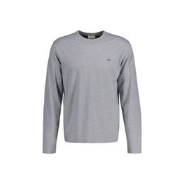 Longsleeve Gant "Longsleeve REGULAR SHIELD LONG SLEEVE 1er Pack", Damen, Gr. L, grau, Obermaterial: 100% Baumwolle CO., Shirts Longsleeve