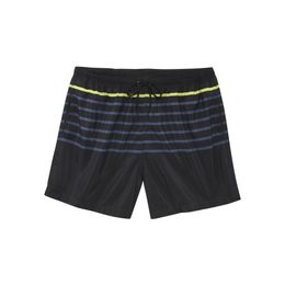 Badeshorts John Devin, Herren, Gr. M, N-Gr, schwarz, grau, Polyester, gestreift, Badehosen Badeshorts, mit platziertem Streifendesign