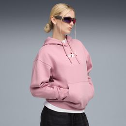 Kapuzensweatshirt Puma "ESS NATURE 2.0 COMFORT HOODIE FL", Damen, Gr. XL, rosa (poised pink), Fleece, Obermaterial: 68% Baumwolle, 32% Polyester, bedruckt, comfort fit normal, angesetztes B&uuml;ndchen, Sweatshirts Kapuzensweatshirt, f&uuml;r sportliche und entspannte Anl&auml;sse, mit K&auml;ngurutasche