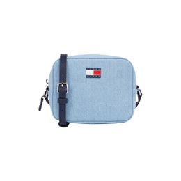 Kameratasche Tommy Jeans "TJW ESS MUST CAMERA BAG DENIM", Damen, Gr. B/H/T: 18cm x 14cm x 7cm, blau (jeansfarben), Lederimitat, Textil, Taschen Kameratasche, Damen Umh&auml;ngetasche, Schultertasche, Mini Bag mit Logoflagge