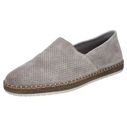 Slipper Rieker, Herren, Gr. 40, grau, Veloursleder, unifarben, Schuhe Slipper, Schlupfschuh, Casual-Slipper, Mokassin mit Perforation