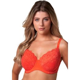 After Eden D-cup & up B&uuml;gel-BH "LOIS", Damen, Gr. 75, Cup D, orange, Spitze, Obermaterial: 87% Polyamid, 13% Elasthan, AFTER EDEN D-CUP & UP, unifarben, comfort fit, BHs B&uuml;gel-BH, verstellbare Tr&auml;ger, mit Schale, mit B&uuml;gel, mit Spitze, feminin
