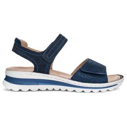 Keilsandalette Ara "TAMPA", Damen, Gr. 42, blau (nachtblau), Glattleder, Veloursleder, unifarben, Schuhe Keilsandalette, Sommerschuh, Sandale, Keilabsatz, mit Klettverschl&uuml;ssen, G-Weite