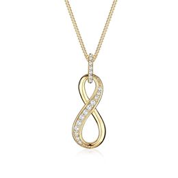 Silberkette Elli "Halskette Infinity Love Symbol Zirkonia 925 Silber" Gr. 45, gold, Halsketten, Damen, mit Stein, Silber 925 (Sterlingsilber), Silberkette
