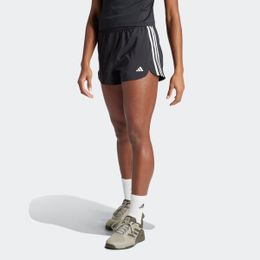 Shorts adidas Performance "PACER WVN HIGH", Damen, Gr. XL, L&auml;nge 5, schwarz-wei&szlig; (schwarz, wei&szlig;), Obermaterial: 100% Polyester, clean, Hosen Shorts, Woven Trainingsshorts mit hohem Bund