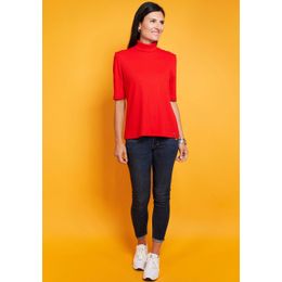 Rollkragenshirt Seidel Moden, Damen, Gr. 54, rot, Jersey, Obermaterial: 69% Polyester, 28% Viskose, 3% Elasthan, unifarben, Basic, bequem h&uuml;ftlang, abgesteppt, Shirts Rollkragenshirt, mit gerippter Struktur, MADE IN GERMANY