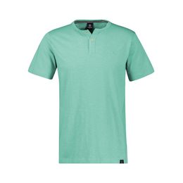 Kurzarmshirt Lerros, Herren, Gr. S, mint water, Single Jersey, Obermaterial: 100% Baumwolle, bestickt, unifarben, normal h&uuml;ftbedeckend, Rundhals, Shirts Kurzarmshirt, mit Serafino-Kragen