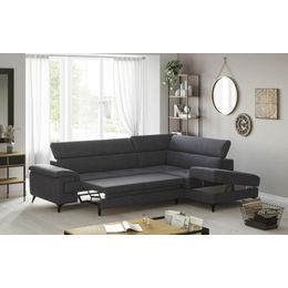 Ecksofa COTTA "Astra L-Form, B: 286 cm", lava, B:286cm T:236cm, 100% Polyester (PES), Sofas, Ecksofa, mit Kopfteilverstellung, optional Bettfunktion & Bettkasten