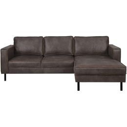Ecksofa Home Affaire "Watkins, wahlweise mit Schlaffunktion/Bettkasten, moderne offene Naht", grau (dunkelgrau), B:232cm H:81cm T:161cm, 50% Leder, 40% Polyester, 10% Polyamid;Backing 60% Leder, Sofas, Ecksofa, Recamiere beidseitig montierbar, L-Form, Breite 232 cm