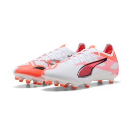 Fu&szlig;ballschuh Puma "ULTRA 5 MATCH FG/AG", Gr. 46,5, wei&szlig; (Puma wei&szlig;, Puma schwarz, glowing rot), Synthetik, Schuhe Fu&szlig;ballschuh, f&uuml;r Rasenpl&auml;tze