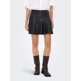 Lederimitatrock Only "ONLARTZY LIFE HW FAUX LEA PLE SKIRT PNT", Damen, Gr. L (40), schwarz, Web, Obermaterial: 100% Polyester, unifarben, kurz, R&ouml;cke Lederimitatrock