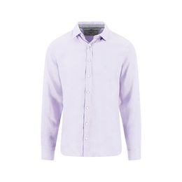 Leinenhemd Fynch-Hatton, Herren, Gr. XL, N-Gr, lavender, Web, Obermaterial: 100% Leinen, unifarben, regular fit normal, Manschette, Hemden Leinenhemd, mit Logo Stickerei
