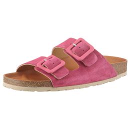 Pantolette VERBENAS "Randell Velour", Damen, Gr. 36, pink, Veloursleder, Schuhe Pantolette, Sommerschuh, Flat, Hausschuh mit Softfu&szlig;bett
