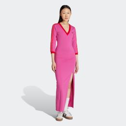Maxikleid adidas originals "MAXI DRESS V", Damen, Gr. S, N-Gr, pink (semi lucid fuchsia, better scarlet), Obermaterial: 93% Baumwolle, 7% Elasthan, Kleider Maxikleid
