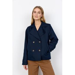 Kurzjacke soyaconcept "SC-AMANDA 1", Damen, Gr. S, navy, Web, Obermaterial: 56% Baumwolle, 44% Polyester, unifarben, regular fit normal, V-Ausschnitt, Jacken Kurzjacke