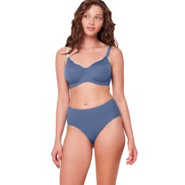 B&uuml;gel-Bikini-Top Triumph "Summer Allure W sd 01", Damen, Gr. 38, Cup D, blau (atlantis), Microfaser, Elasthan, Recycling-Polyamid, unifarben mit Farbeins&auml;tzen, Bikini-Oberteile B&uuml;gel-Bikini-Top, Minimizer - verkleinert die Brust optisch um eine Cup-Gr&ouml;&szlig;e