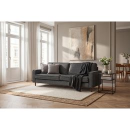 3-Sitzer Home Affaire "Pinto Skandi,Maxi-Ausf&uuml;hrung, 236 cm, Chenille, Struktur", dunkelgrau, B:236cm H:89cm T:97cm, 100% Polyester, Sofas, 3-Sitzer, mit Keder, Massivholzf&uuml;&szlig;e Eiche ger&auml;uchert, Wellenunterfederung