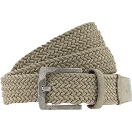 Flechtg&uuml;rtel Mustang, Herren, Gr. 120, beige (sand), Materialmix, Flechtoptik, unifarben, G&uuml;rtel Flechtg&uuml;rtel, Elastisch in Flechtoptik, mit markanten Lederdetails, 3,5 cm