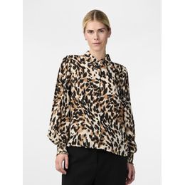Shirtbluse Y.A.S "YASALIRA LS SHIRT S. NOOS", Damen, Gr. M, schwarz (schwarz aop:leo print), Web, Obermaterial: 100% Viskose, Blusen Shirtbluse