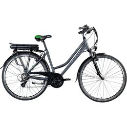 Z&uuml;ndapp E-Bike Z&Uuml;NDAPP "Z802 Damen" Gr. 48, grau (grau, gr&uuml;n), Elektrofahrr&auml;der, Damen, 48cm, 28 Zoll (71,12cm), E-Bike, Pedelec, Elektrofahrrad f&uuml;r Damen
