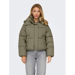 Steppjacke Only "ONLHOPE SHORT PUFFER JACKET CC OTW", Damen, Gr. XS, mermaid, Web, Obermaterial: 100% Nylon, unifarben, regular fit kurz, elastischer Bund, Jacken Steppjacke