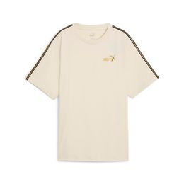 T-Shirt Puma "ESS TAPE MINIMAL GOLD TEE", Damen, Gr. L, wei&szlig; (alpine snow), Jersey, Obermaterial: 100% Baumwolle, unifarben, relaxed fit normal, Rundhals, Shirts T-Shirt, Relaxed Fit, sportlicher Stil, Rundhalsausschnitt, aus Baumwolle