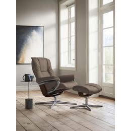 Relaxsessel stressless "Mayfair", braun (mole batick), B:92cm H:103cm T:79cm, Leder BATICK: BATICK ist ein leicht korrigiertes, durchgef&auml;rbtes und genarbtes M&ouml;belleder, bei dem die meisten Unebenheiten und Spuren in der Regel entfernt wurden., Sessel, Relaxsessel, mit Cross Base, Gr&ouml;&szlig;e S, M & L, Holzakzent Braun