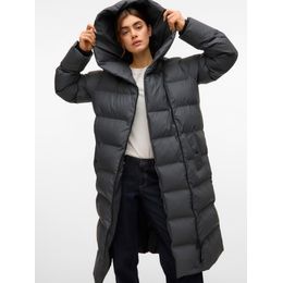 V&eacute;ro Moda Steppmantel VERO MODA "VMMIRIAM LONG COATED COAT BOO", Damen, Gr. XL, asphalt, Steppware, Obermaterial: 100% Polyester, unifarben, regular fit, Rippb&uuml;ndchen, M&auml;ntel Steppmantel