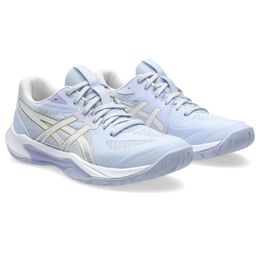 Hallenschuh asics "GEL-TACTIC 13", Damen, Gr. 40, blau fade, wei&szlig;, Synthetik, Schuhe Hallenschuh