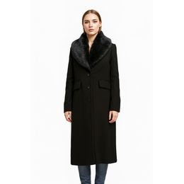 Langmantel Only "ONLANNIE LIFE FUR COLLAR COAT CC OTW", Damen, Gr. M, schwarz, Web, Obermaterial: 80% Polyester, 20% Wolle, unifarben, regular fit lang, M&auml;ntel Langmantel