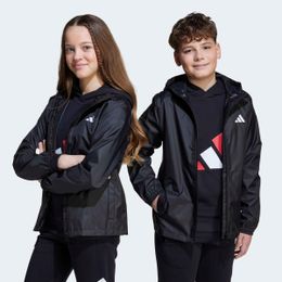 Regenjacke adidas Sportswear "KIDS", Kinder, Gr. 128, schwarz, Obermaterial: 100% Polyester, normal, Jacken Regenjacke