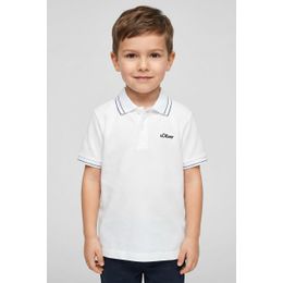 Poloshirt s.Oliver JUNIOR, Jungen, Gr. 104/110, wei&szlig;, Jersey, Obermaterial: 100% Baumwolle, bestickt, normal h&uuml;ftbedeckend, Rundhals, B&uuml;ndchen, Shirts Poloshirt, mit Logo-Stickerei, f&uuml;r Boys