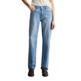Marc O'Polo Straight-Jeans MARC O'POLO DENIM, Damen, Gr. 29, L&auml;nge 30, bright blau, Denim/Jeans, Obermaterial: 60% Baumwolle, 39% Lyocell, 1% Elasthan, straight fit lang, Jeans Straight-Jeans, Model Olina straight aus weichem Organic Cotton-Lyocell-Mix