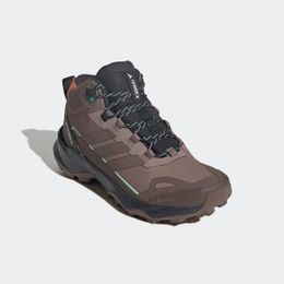 Wanderschuh adidas terrex "TERREX SKYCHASER AX5 MID GORE-TEX", Damen, Gr. 38,5, trace braun, earth strata, semi impact orange, Synthetik, Textil, Schuhe Wanderschuh, wasserdicht dank Gore-Tex Membrane